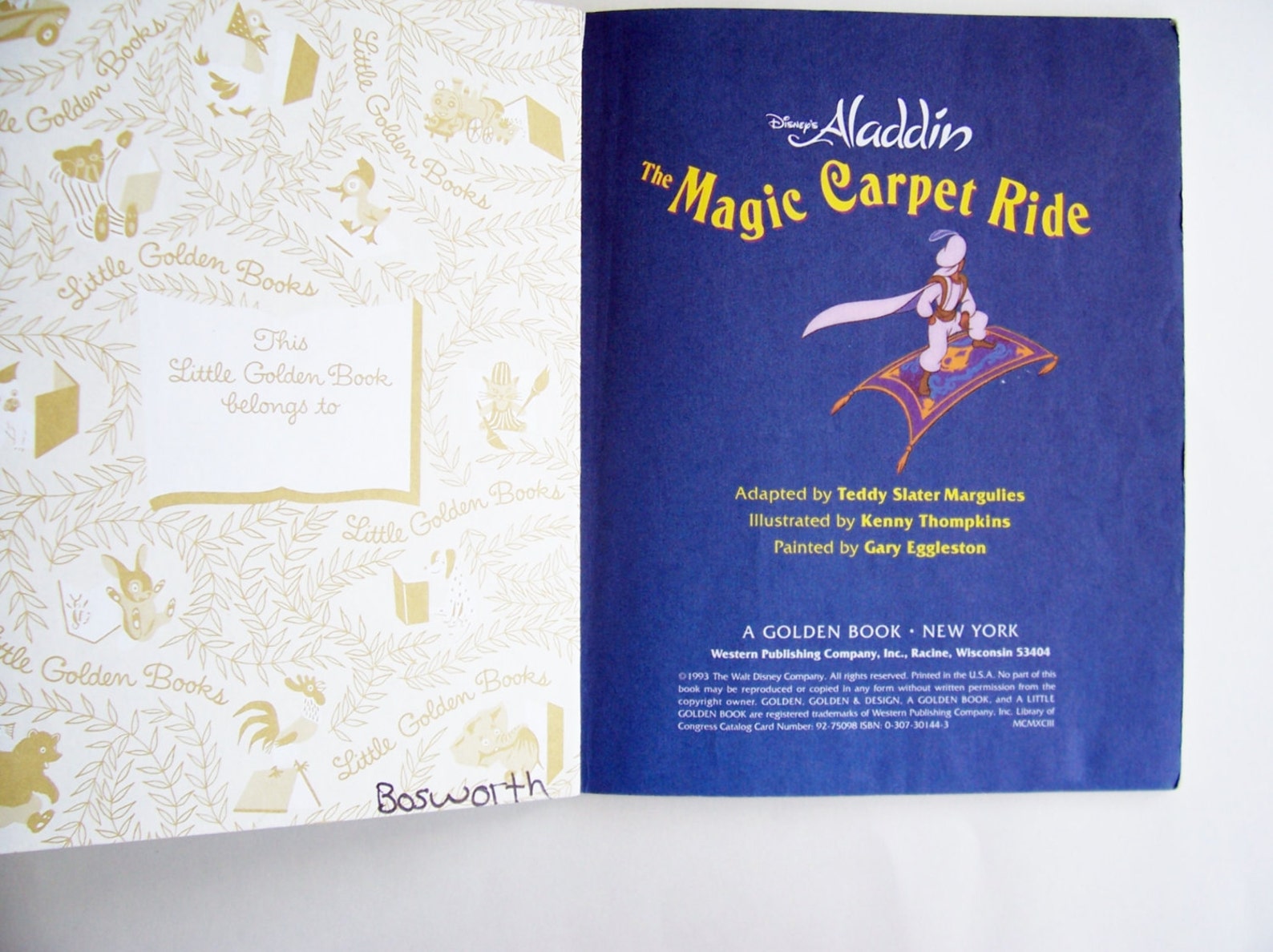 Walt Disney's Aladdin the Magic Carpet Ride Little Golden Book ...