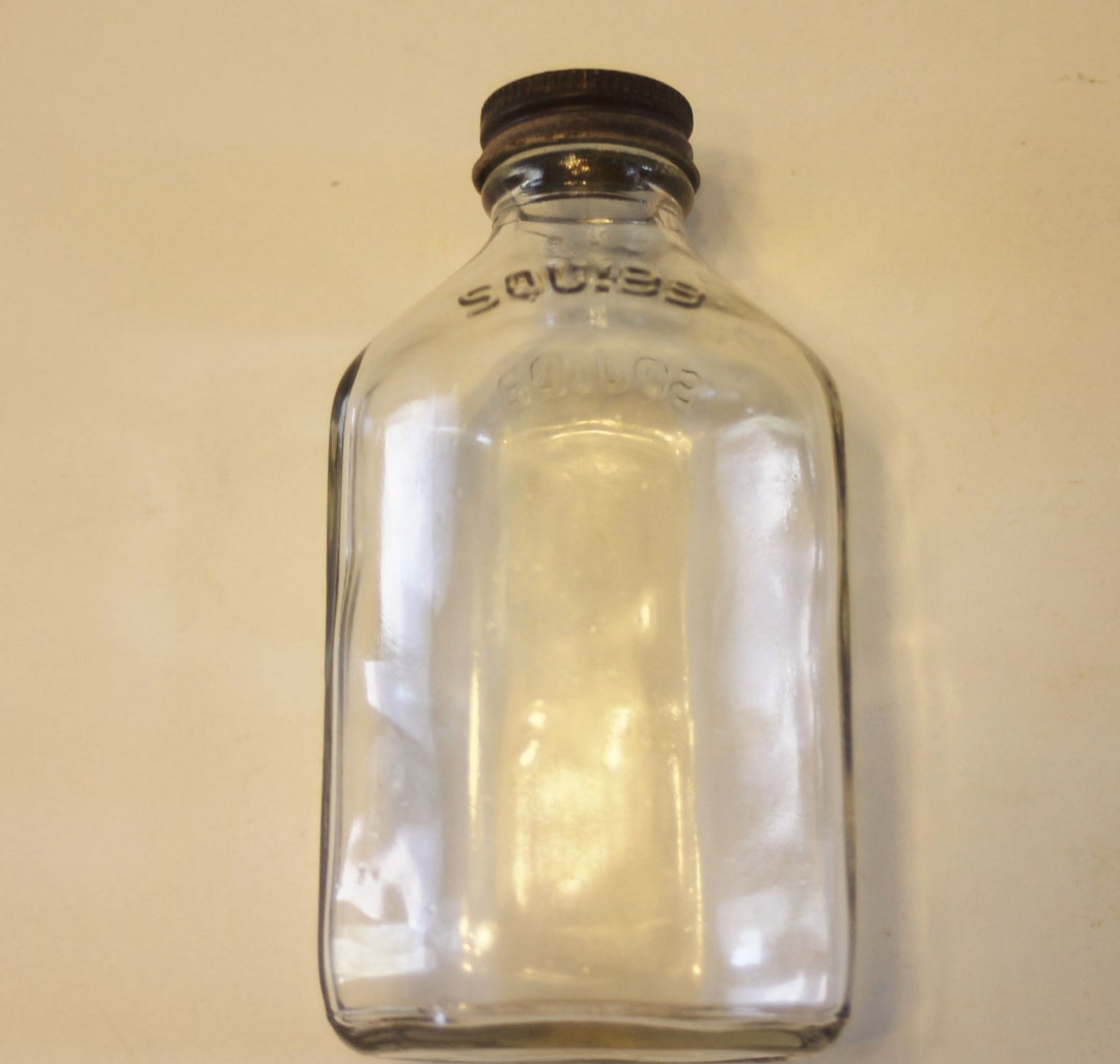 Clear Glass Octagon Squibb Bottle With Cap - Etsy