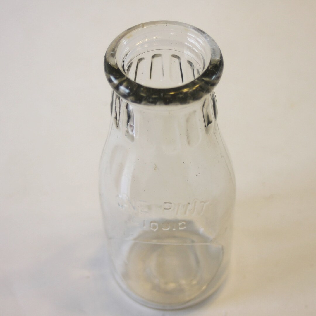 Vintage One Pint Clear Milk Bottle - Etsy