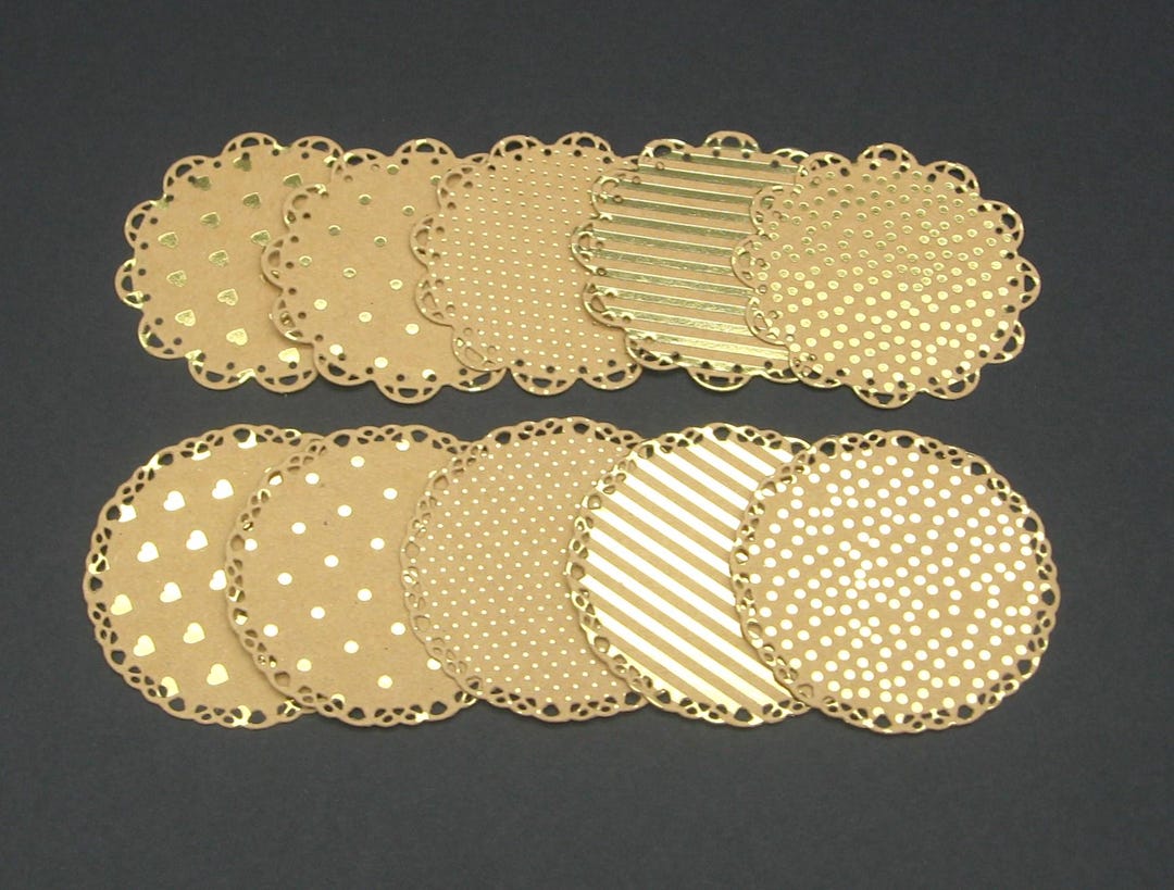 Doily Die Cuts Paper Doilies Kraft and Gold Foil for Scrapbook Albums ...