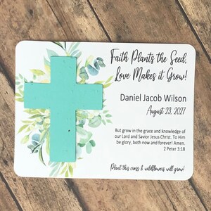 Plantable Seed Paper Cross Watercolor Greenery Baptism Favors (set of ...