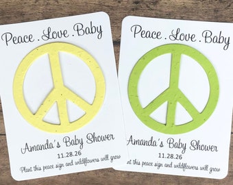 Peace Sign Baby Shower Favors set of 12 Plantable Seed - Etsy