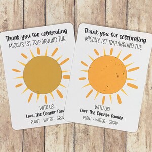 12 Sun Theme Plantable Birthday Party Favor Cards - First Trip Around ...