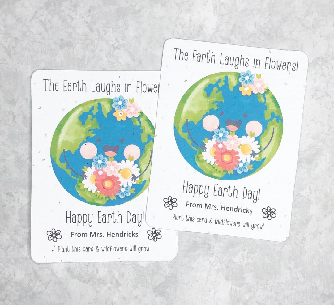 12 Earth Laughs in Flowers Design Seed Paper Earth Day Cards ...
