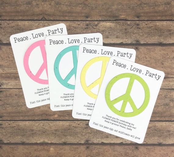 Peace Love Party Peace Sign Favors set of 12 Plantable - Etsy
