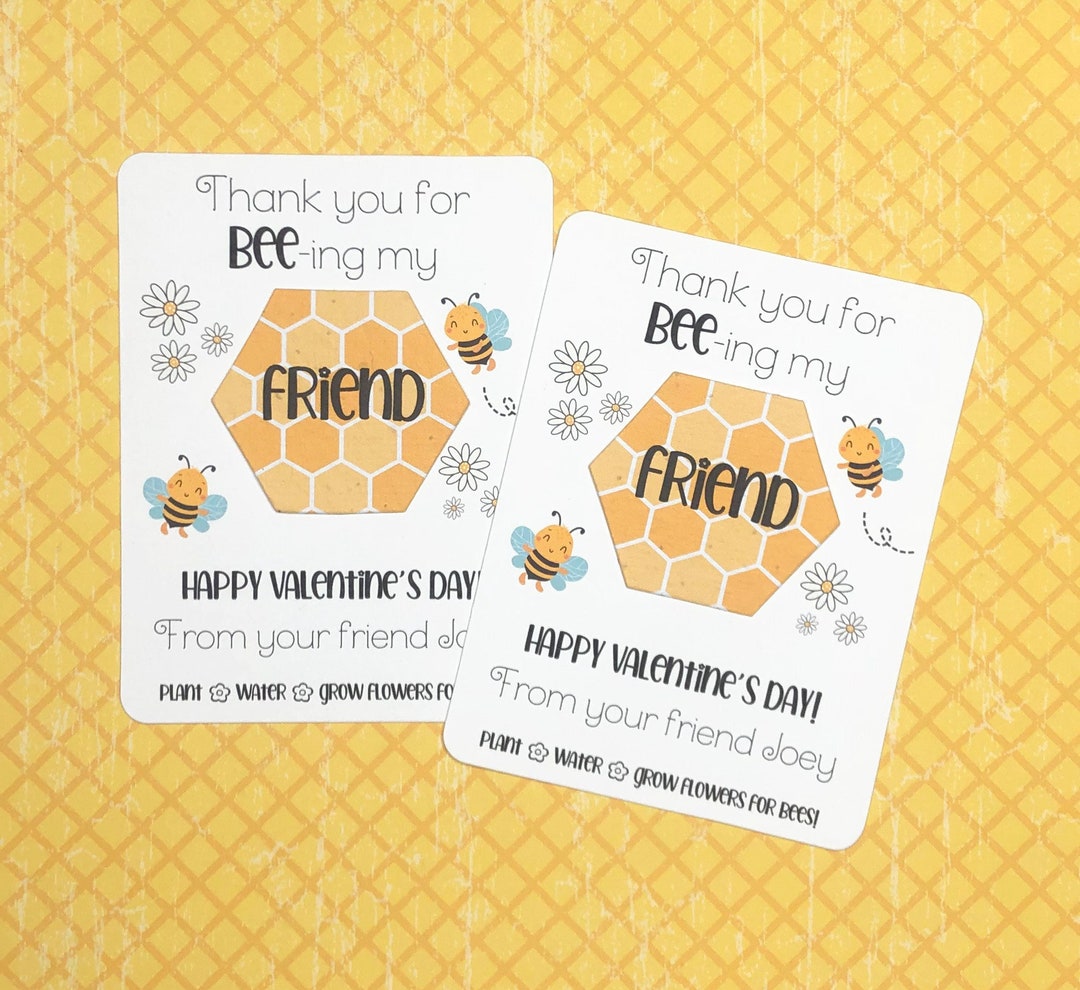 12 Bee-ing My Friend Bee Theme Valentine's Day Plantable Seed Recycled ...
