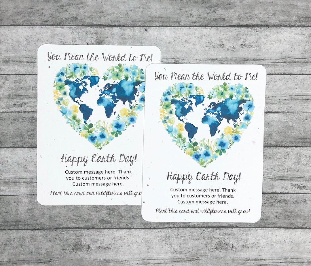 Watercolor Floral Heart Globe Design Earth Day Cards (set of 12 ...