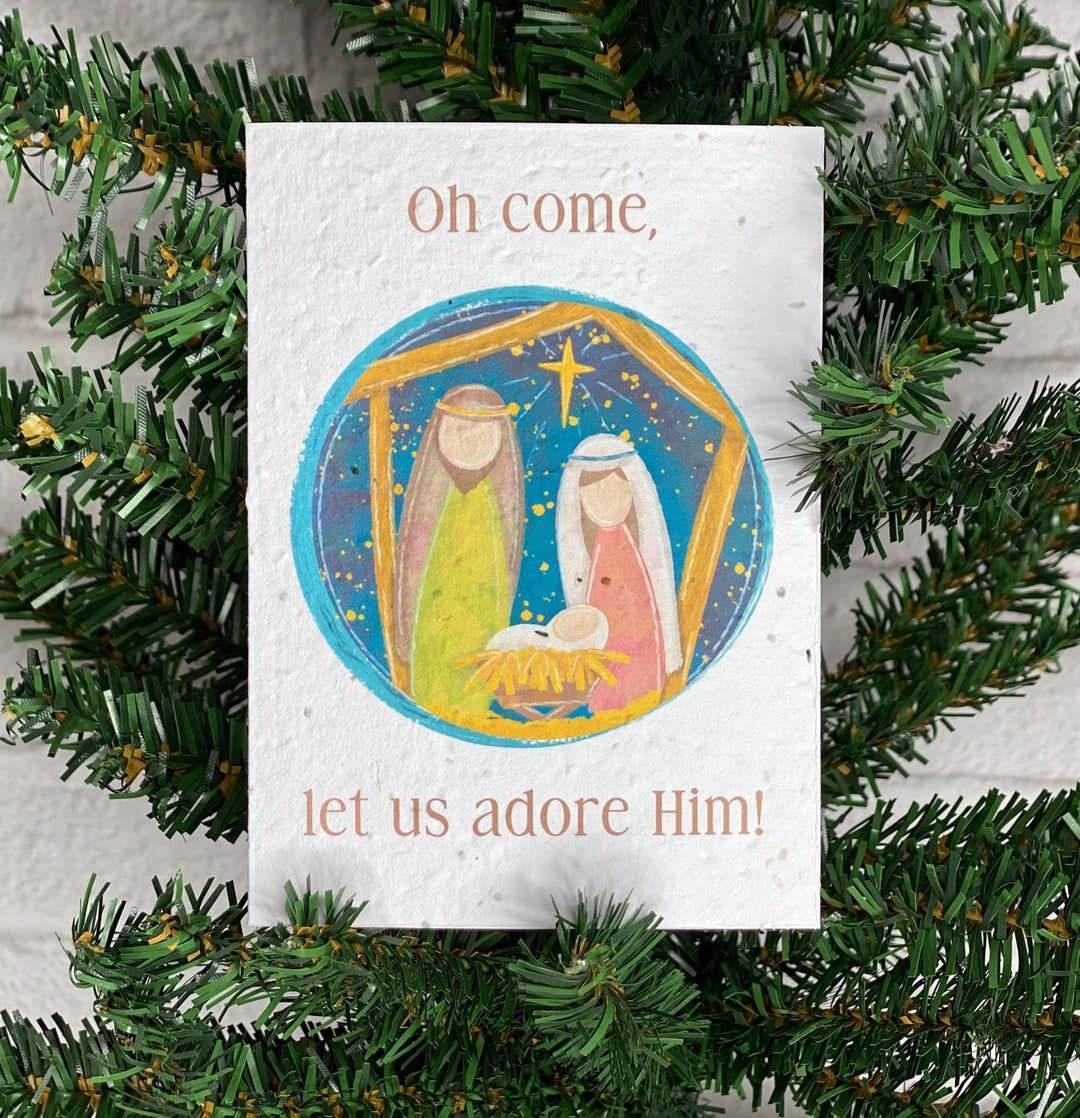Nativity Mary Joseph & Baby Jesus Design Seed Paper Christmas Cards ...