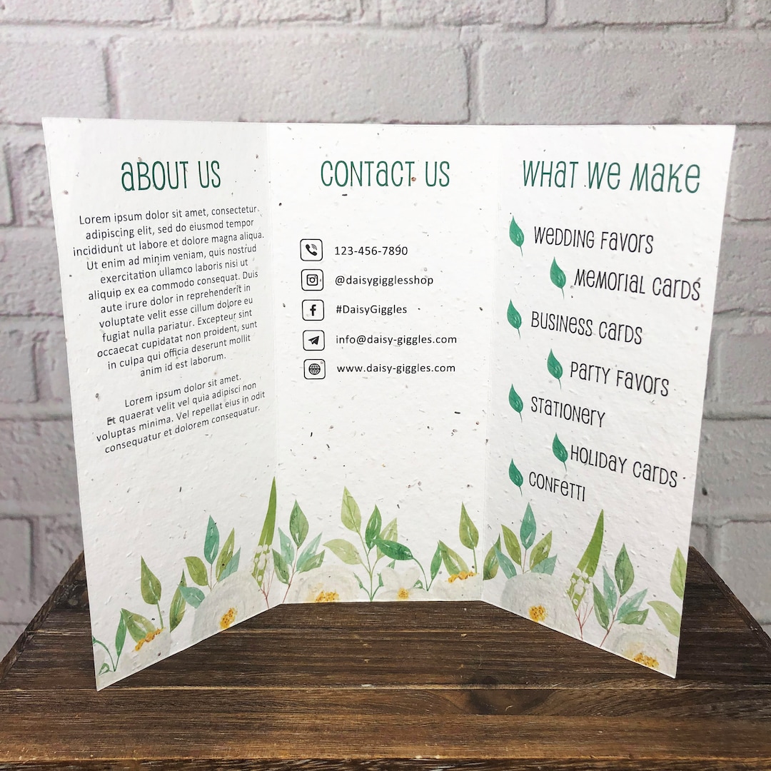 5 Tri-fold Brochure Recycled Seeded Paper Business Stationery ...