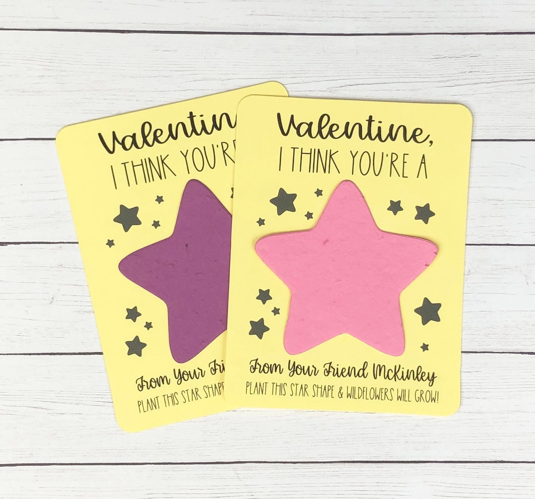 Star Themed Valentine's Day Plantable Seed Recycled Paper Favor Cards ...