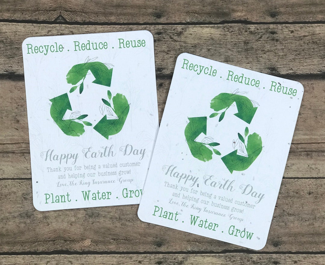 Earth Day Botanical Recycled Symbol Plantable Full Seed Paper Cards ...