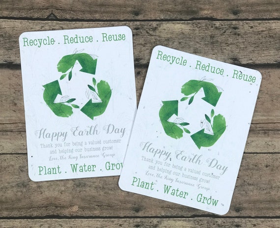 Earth Day Botanical Recycled Symbol Plantable Seed Paper Cards - Etsy