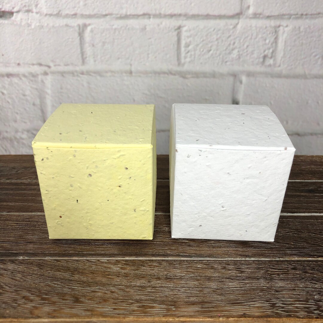 5 Plantable Paper Favor Boxes - 2 3/8" X 2 3/8" Cube Box (set of 5 ...
