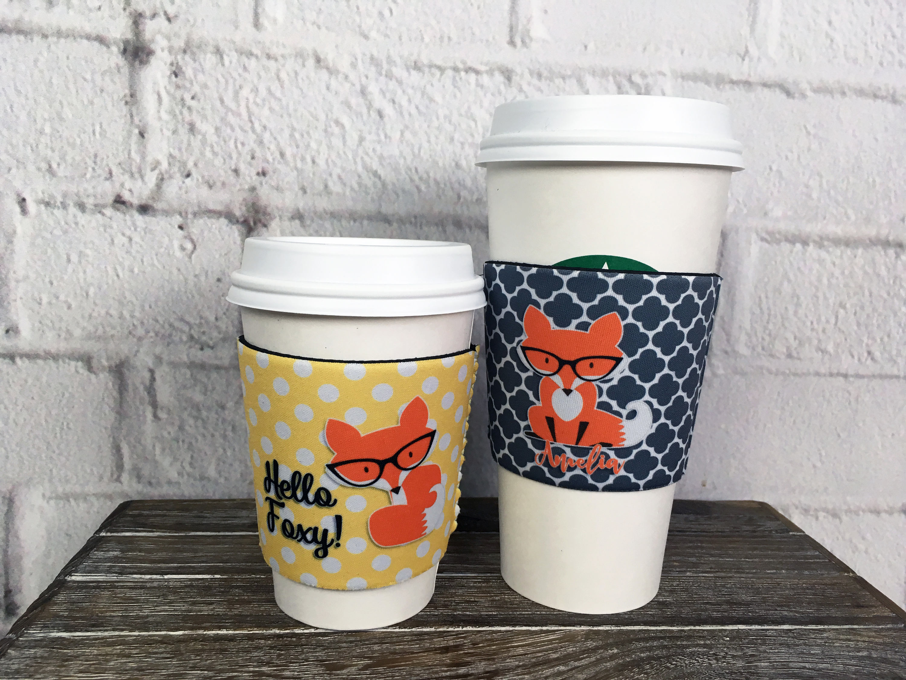 Hello Foxy Fox in Glasses Design Reusable Coffee Sleeve | Etsy