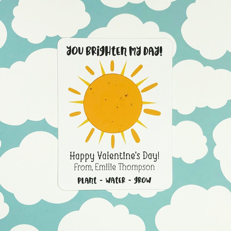 12 You Brighten My Day Sun Theme Valentine's Day Plantable - Etsy