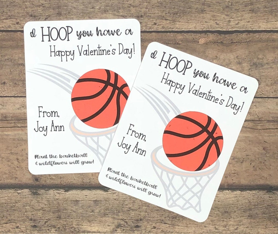 12 Hoop Basketball Theme Valentine's Day Plantable Seed Recycled Paper ...