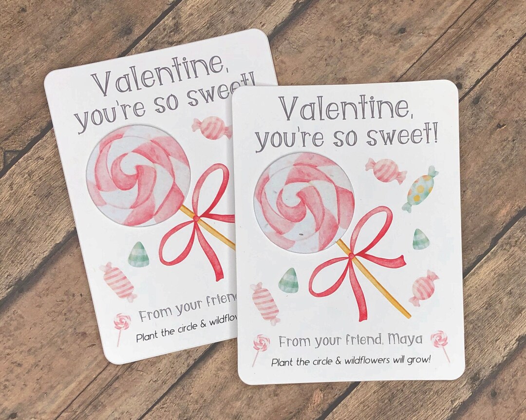 12 Lollipop Candy Theme Valentine's Day Plantable Seed Paper Favor ...