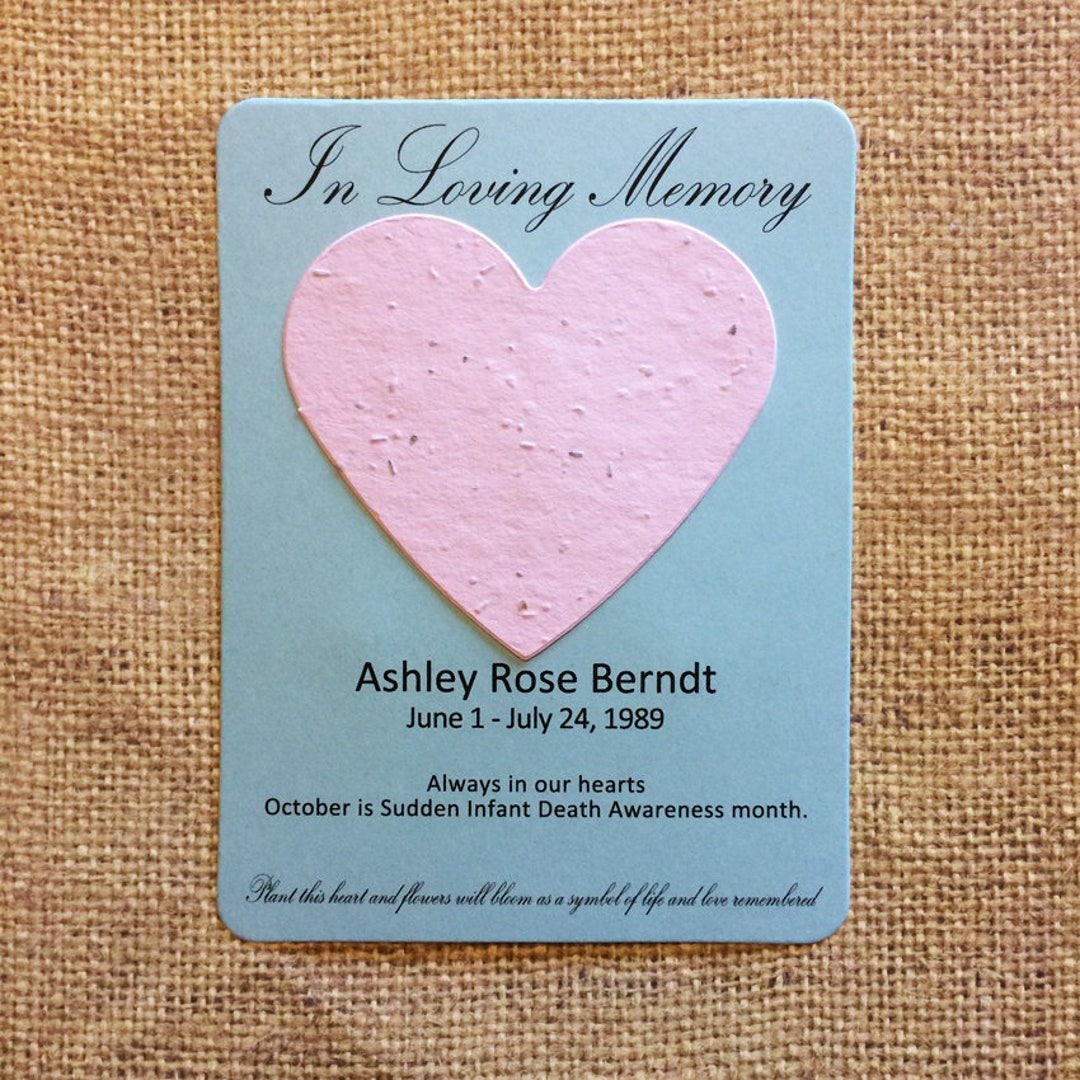 Blue Heart Memorial Plantable Seed Recycled Paper Flat Card Favors (set ...
