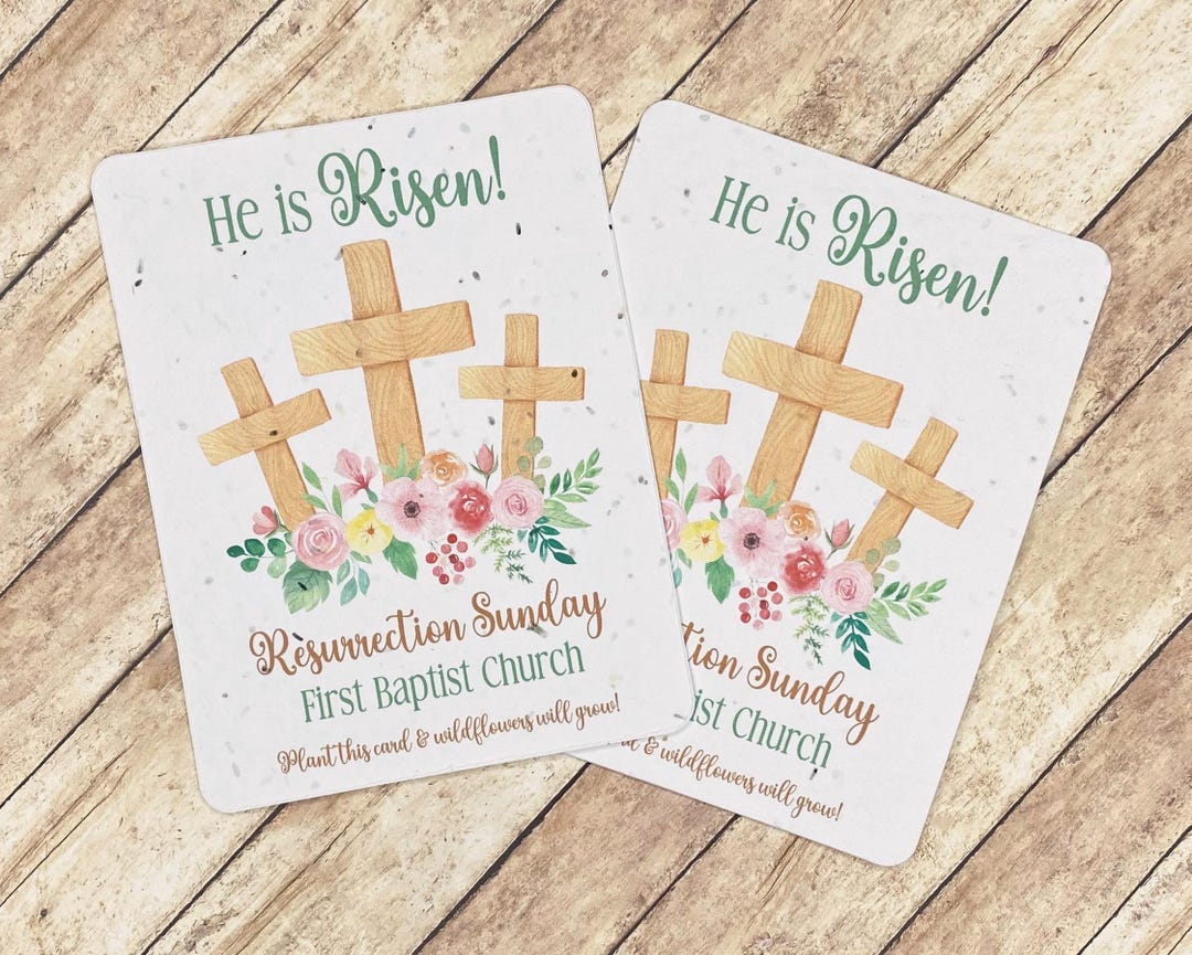 12 Floral Cross "he is Risen!" Easter Sunday Seed Paper Cards ...