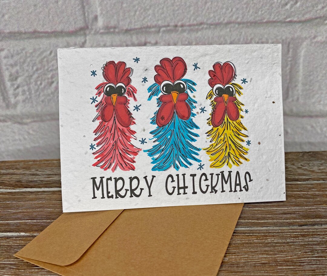 Festive Chickens "merry Chickmas" Seed Paper Christmas Cards With ...