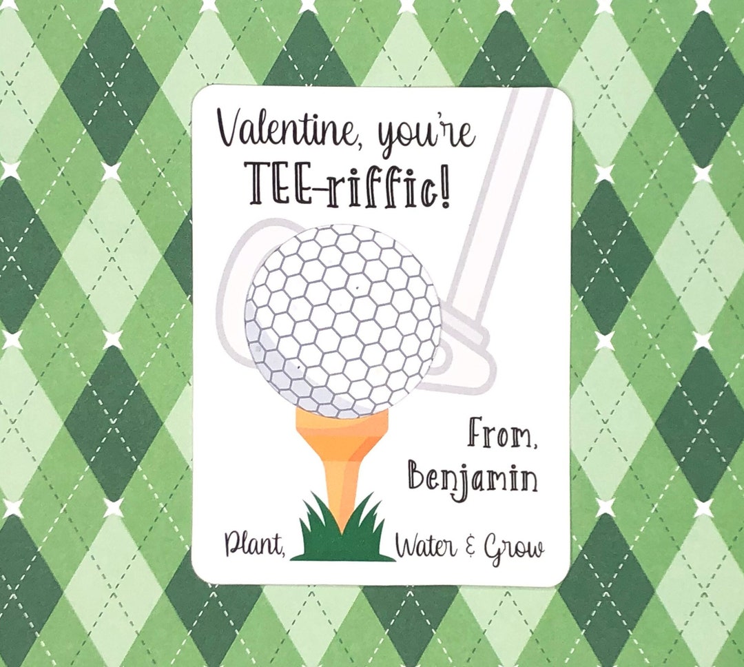 12 Golf Theme Valentine's Day Plantable Seed Recycled Paper Favor Cards ...