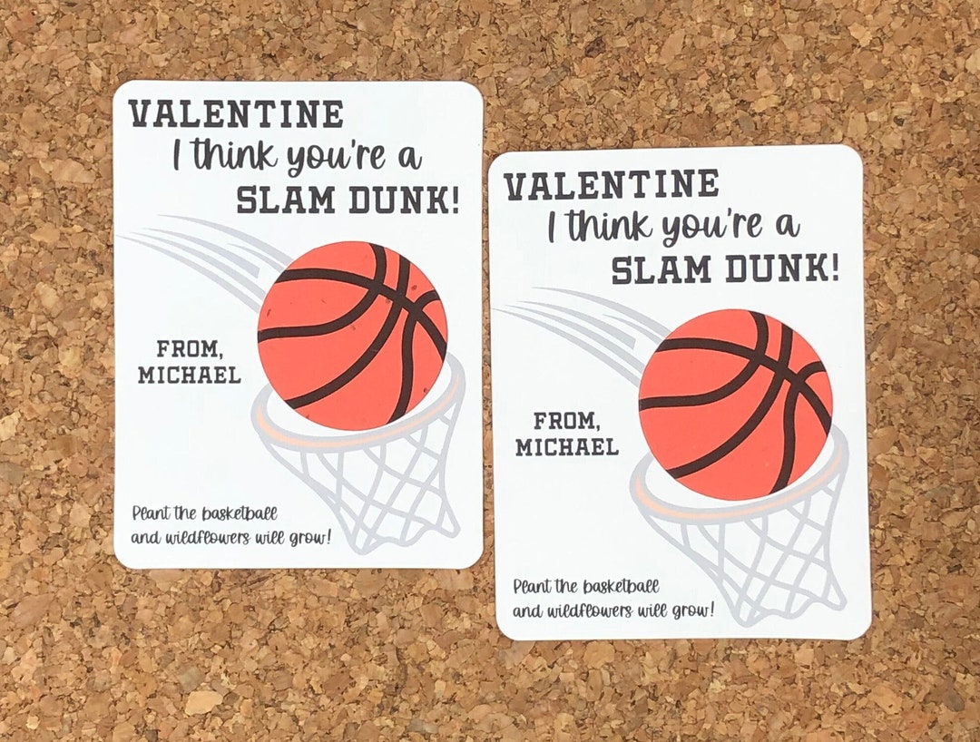 12 Slam Dunk Basketball Theme Valentine's Day Plantable Seed Recycled ...