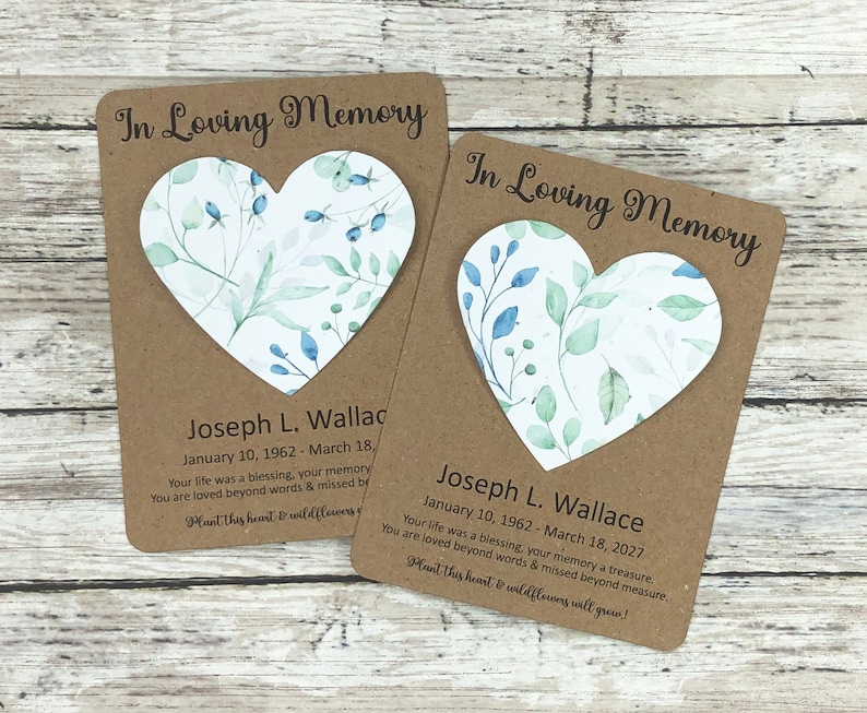 In Loving Memory Floral Heart Seed Paper Cards (set of 12) - Plantable ...