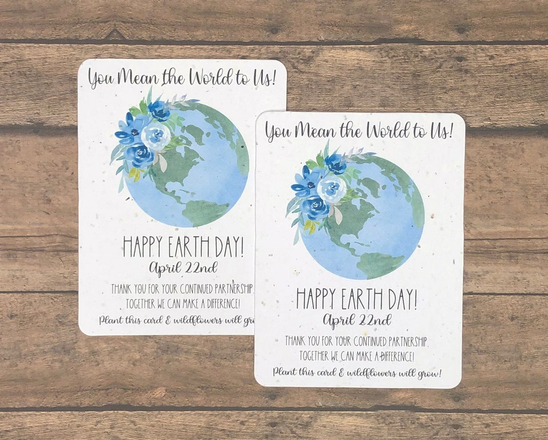 Watercolor Flowers Earth Day Design Plantable Full Seed Paper Cards ...