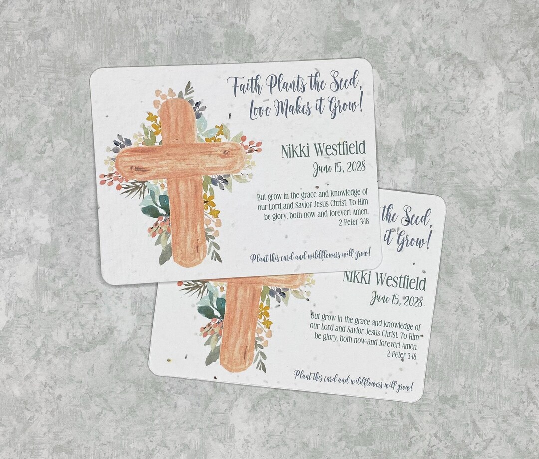 12 Wood Cross Botanical "faith Plants the Seed" Seed Paper Cards - Eco ...
