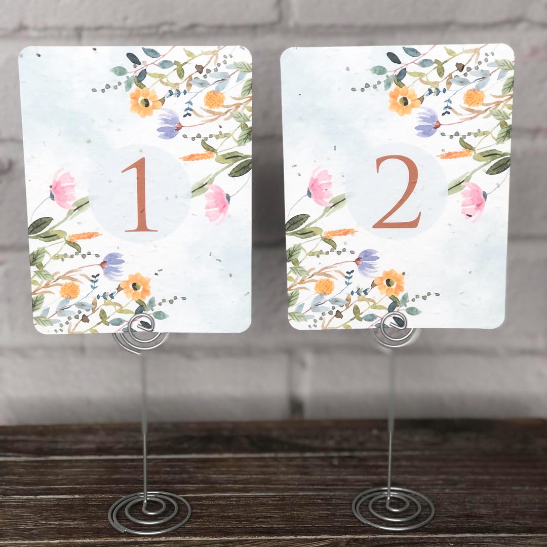 Wildflower Meadow Table Number Cards, Rounded Corner - Recycled Seeded ...