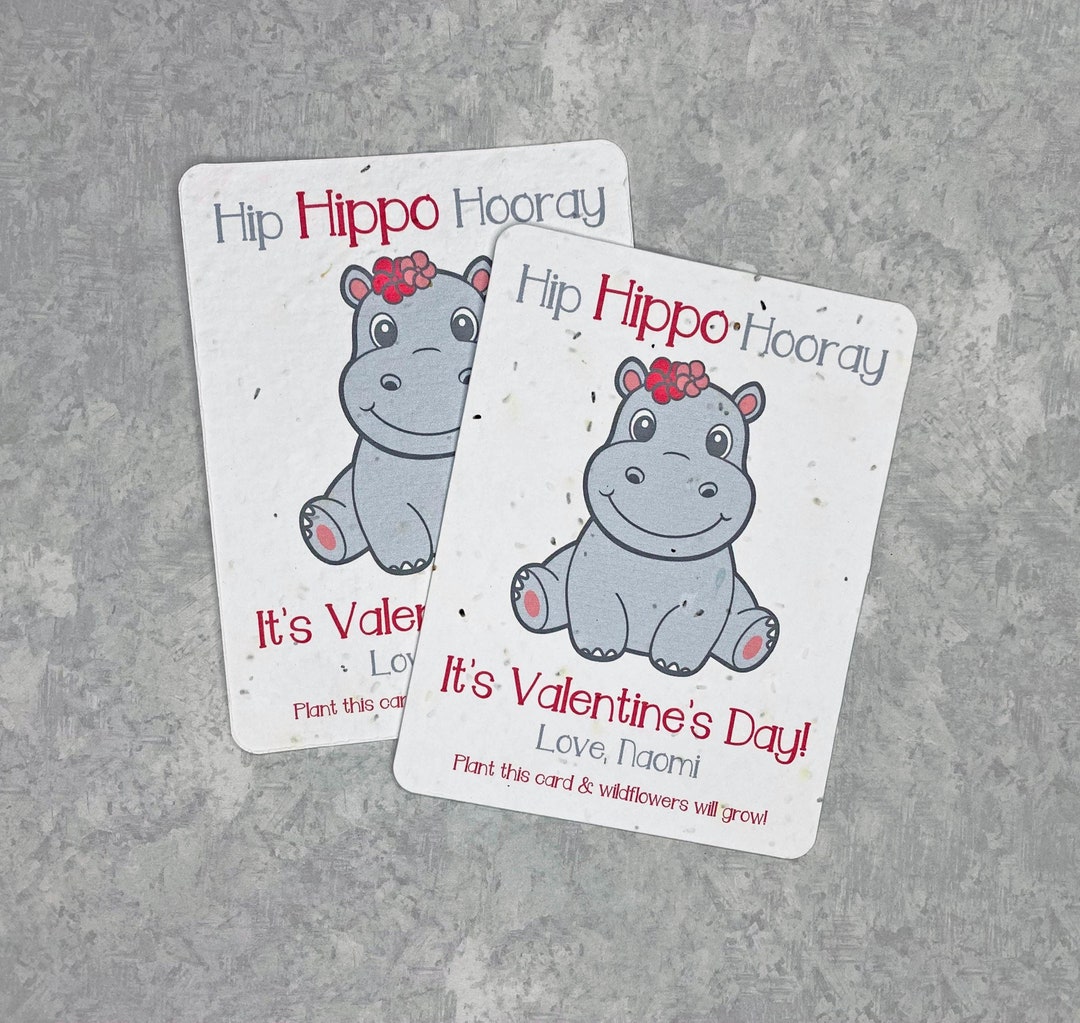 12 "hip Hippo Hurray" Hippopotamus Design Seed Paper Valentine's Day ...