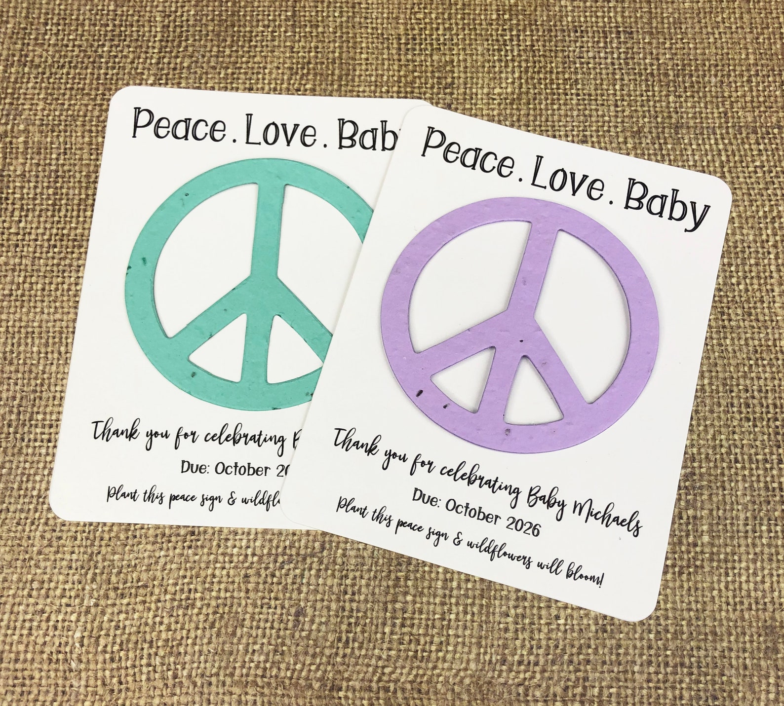 Peace Sign Baby Shower Favors (set of 12) - Plantable Seed Recycled ...
