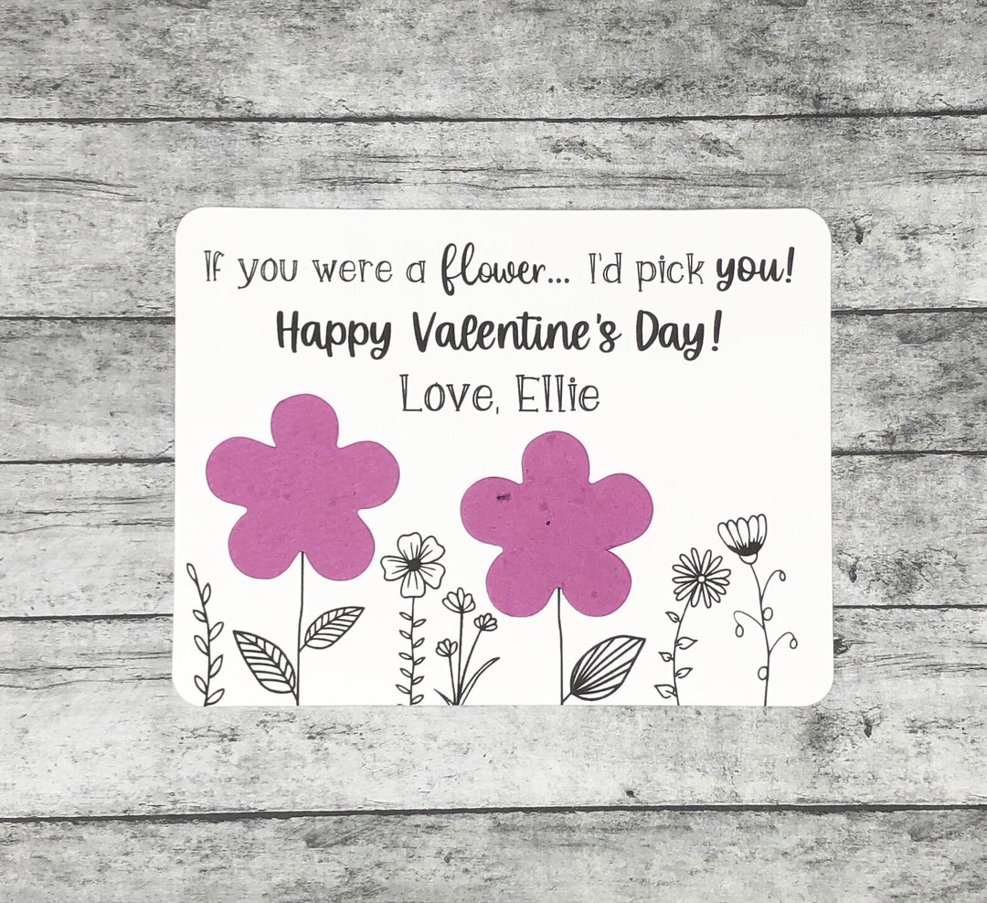 Flower Theme Happy Valentine's Day - Plantable Seed Recycled Paper ...