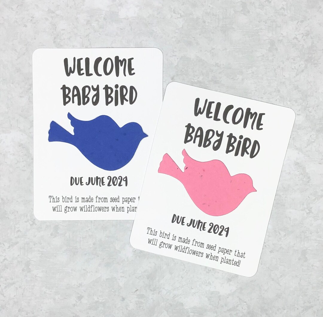 Welcome Baby Bird Baby Shower Favors (set of 12) - Plantable Seed Recycled Paper Flat Favor ...