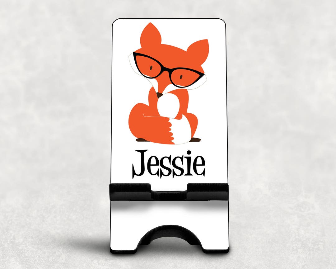 Personalized Fox With Glasses Cell Phone Stand - Charging Station ...