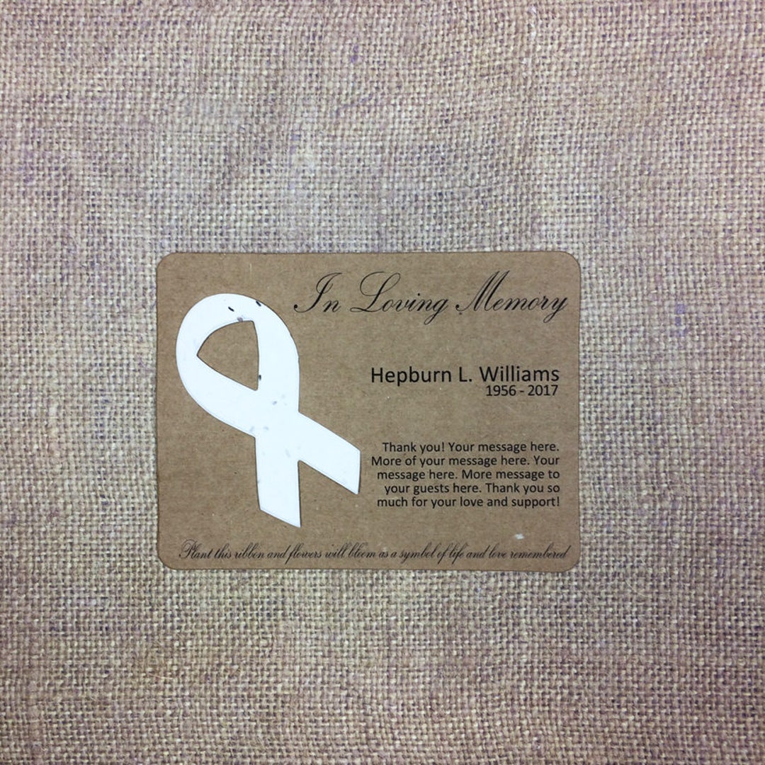 White Ribbon Memorial Plantable Seed Recycled Paper Favors (set of 12 ...