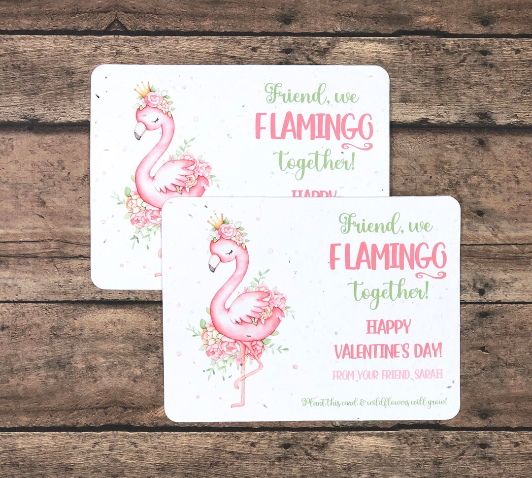 12 Flamingo Design Seed Paper Valentine's Day Cards - Plantable Full ...