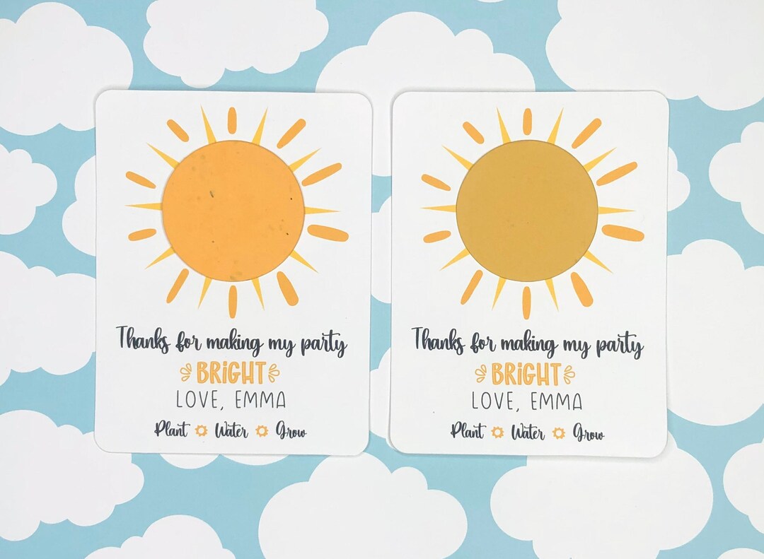12 Sun Theme Plantable Birthday Party Favor Cards - Making My Party ...