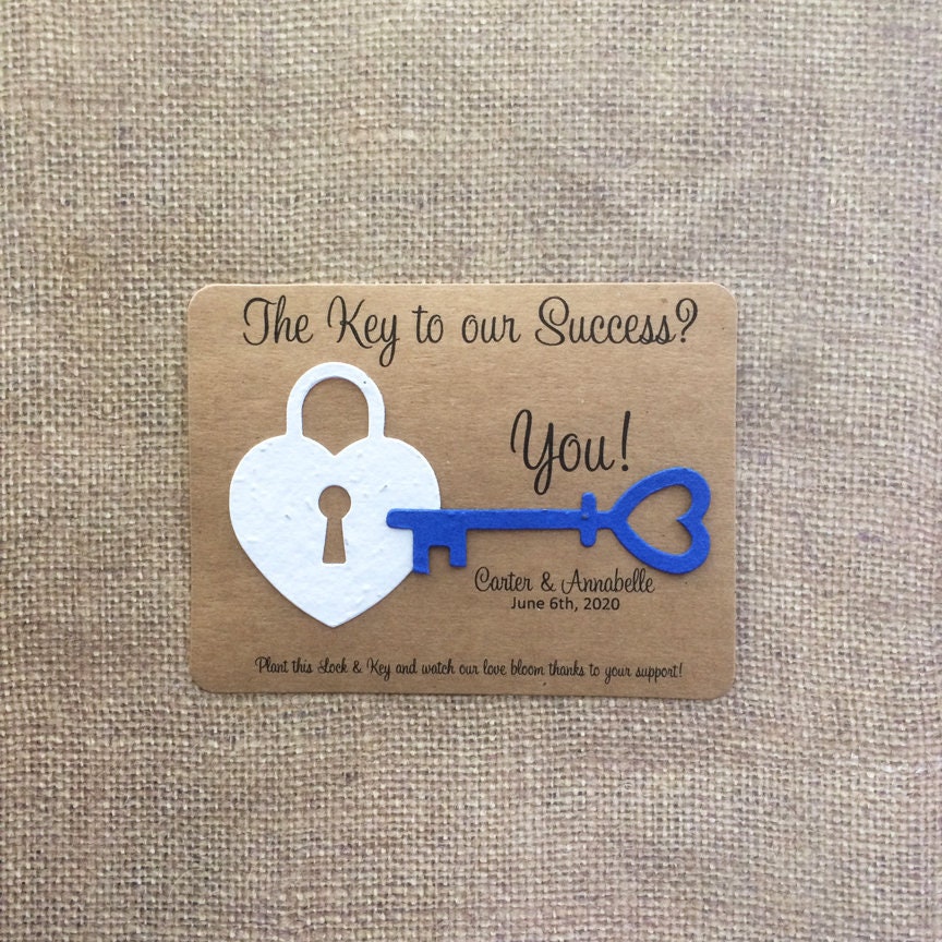 Heart Lock & Key Rustic Plantable Seed Recycled Paper Wedding | Etsy