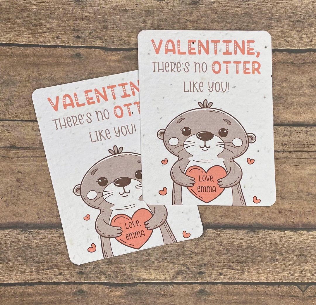 12 Otter Design Seed Paper Valentine's Day Cards - Plantable Full ...