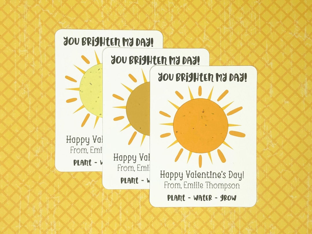 12 You Brighten My Day Sun Theme Valentine's Day Plantable Seed ...