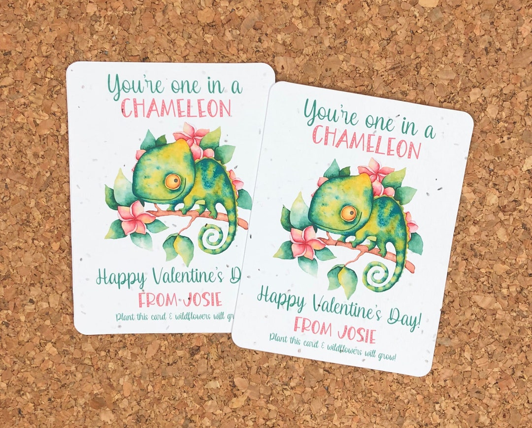12 Chameleon Design Seed Paper Valentine's Day Cards - Plantable Full ...