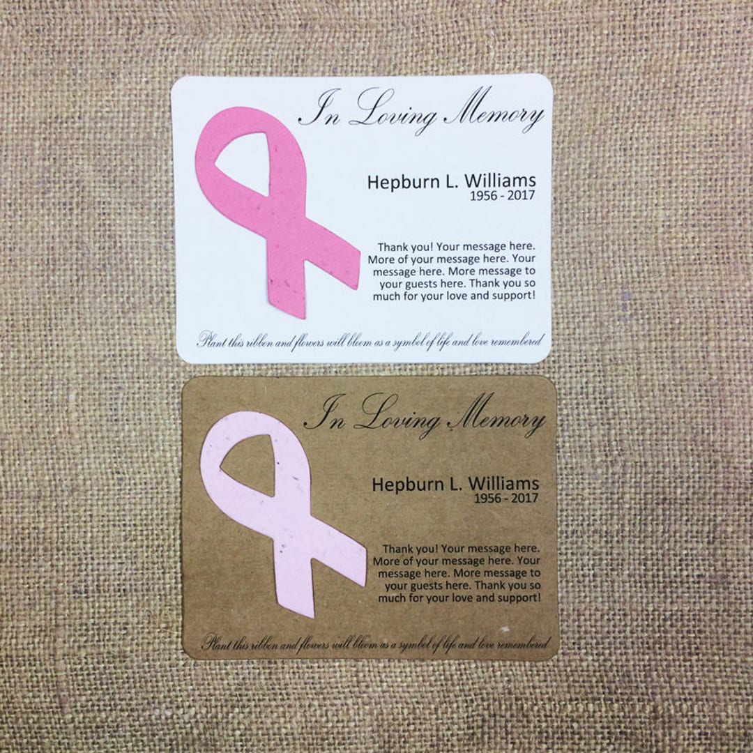 Breast Cancer Awareness Ribbon Memorial Plantable Seed Recycled Paper ...