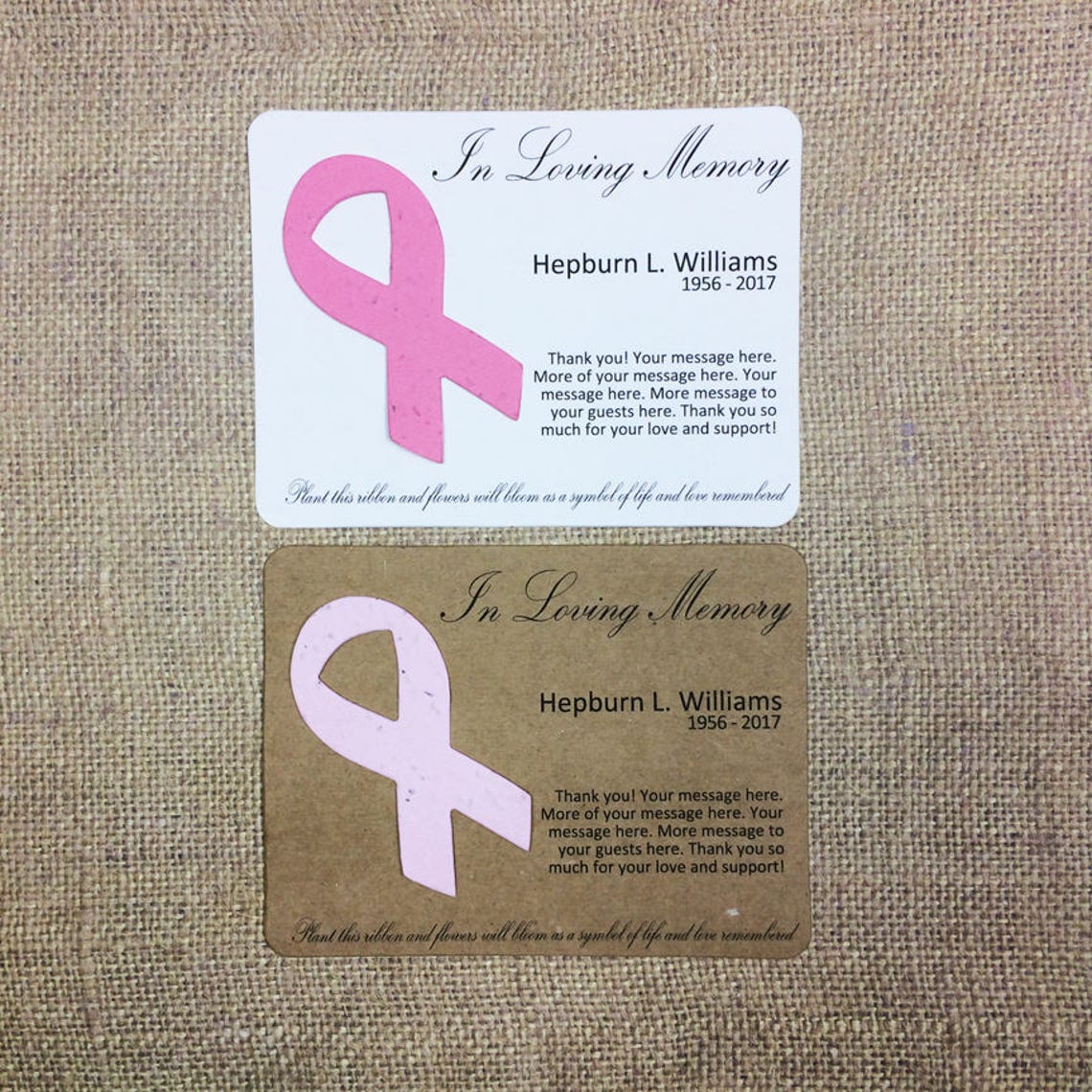 Breast Cancer Awareness Ribbon Memorial Plantable Seed - Etsy