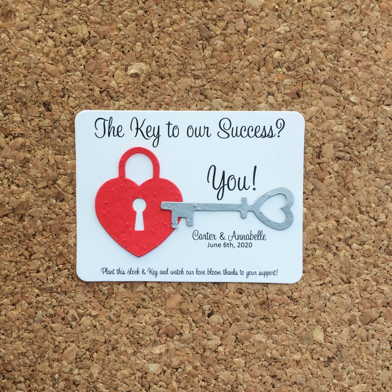 Heart Lock & Key Rustic Plantable Seed Recycled Paper Wedding | Etsy