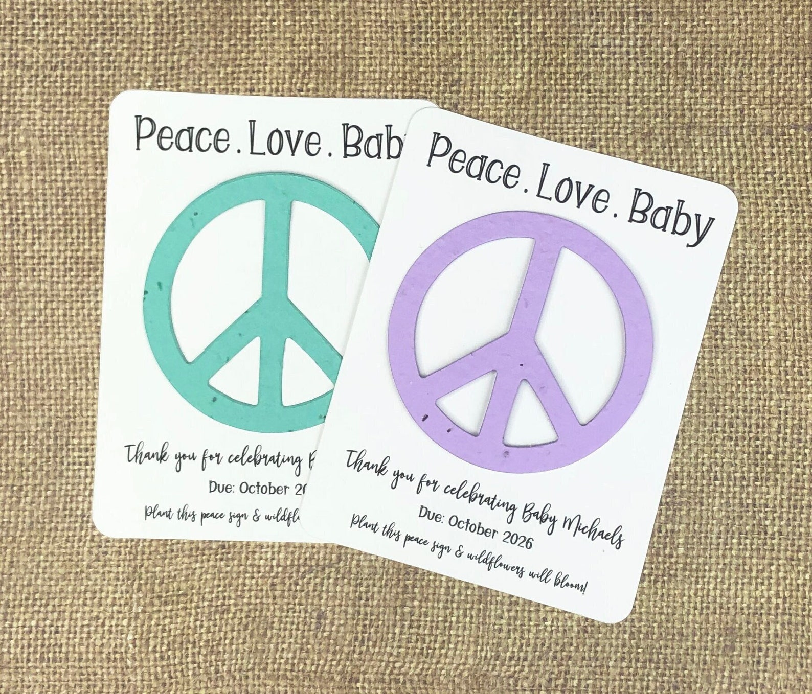 Peace Sign Baby Shower Favors (set of 12) - Plantable Seed Recycled ...