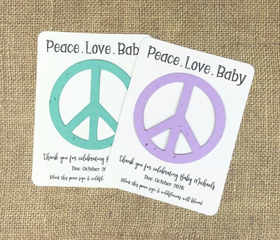Peace Sign Baby Shower Favors set of 12 Plantable Seed | Etsy