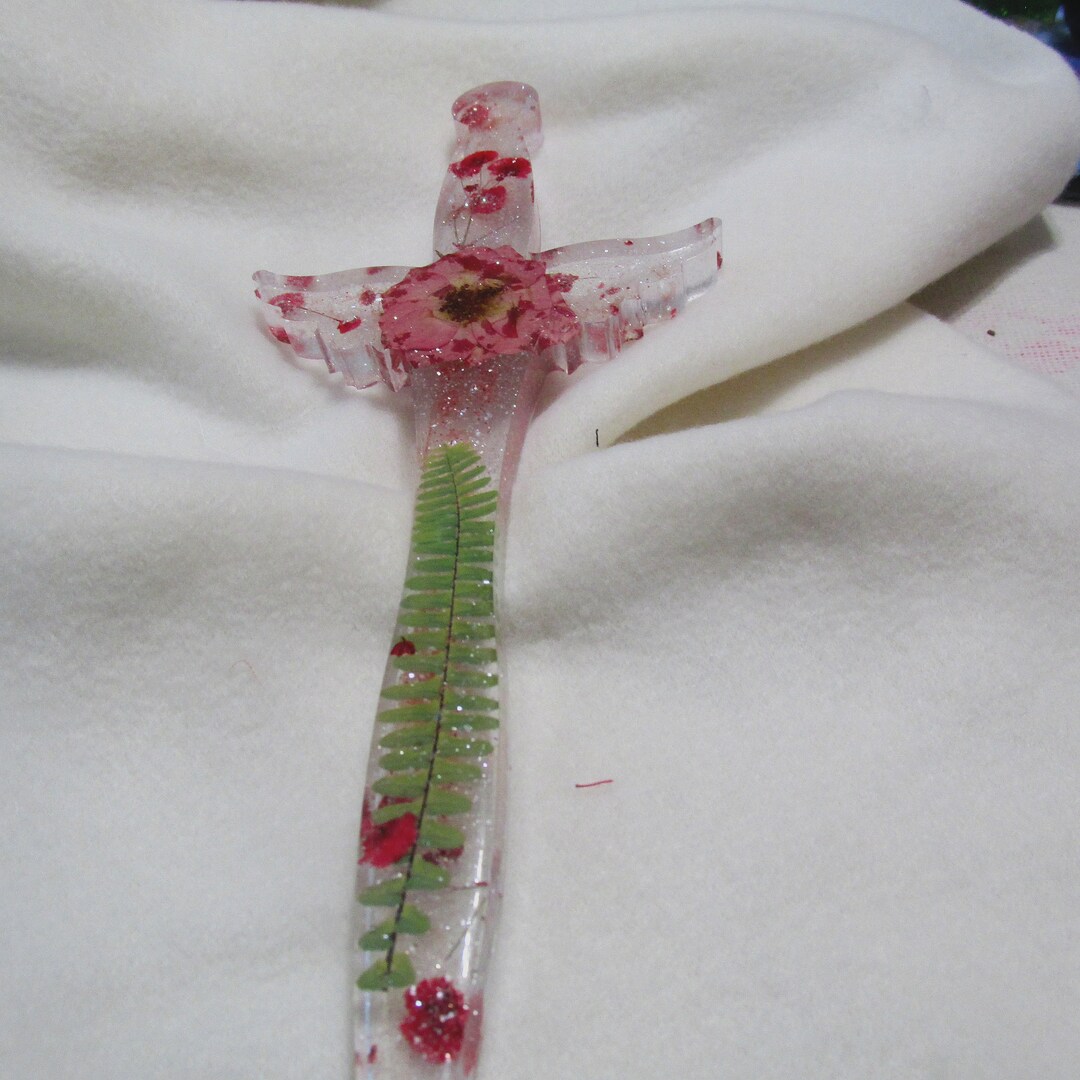 Fantasy Winged Angelic Dagger, Pressed Flower Dagger, Resin Dagger ...