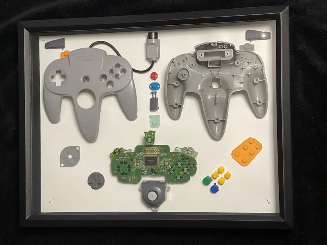 Nintendo64 Controller Inside View Black Frame Shadow Box nintendo ...