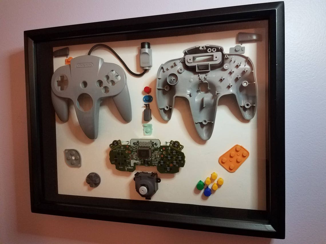 Nintendo64 Controller - Inside View Black Frame Shadow Box (nintendo ...